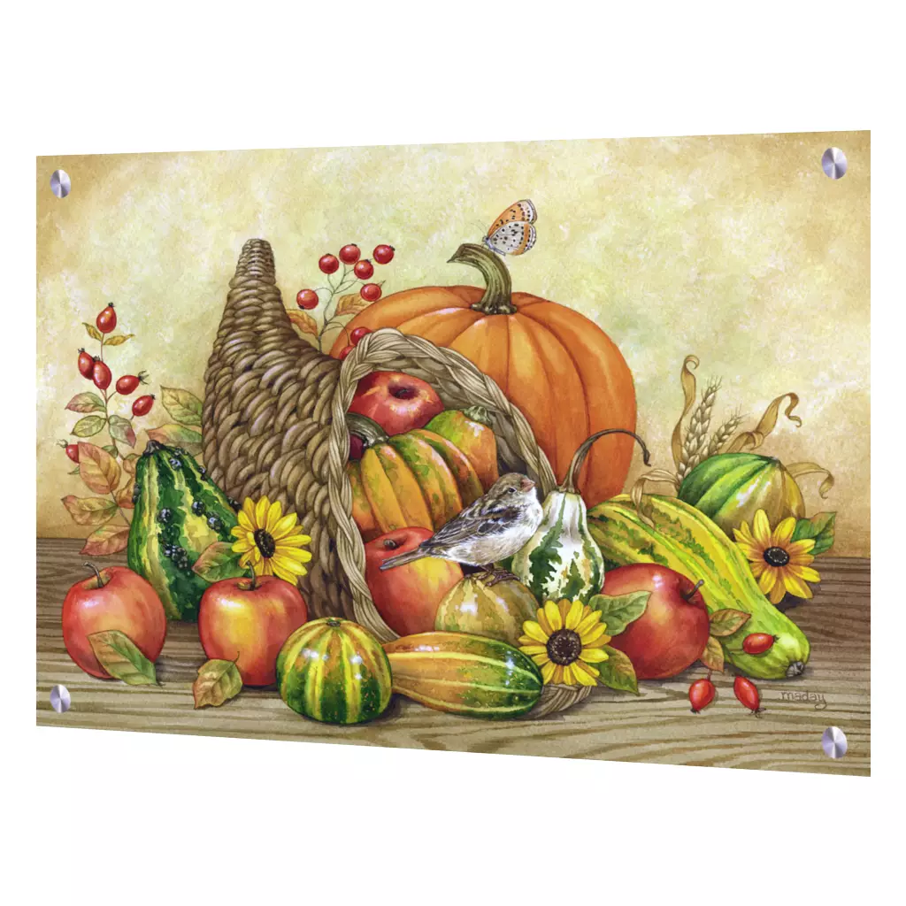 Kitchen backsplash ideas-Cornucopia-Autumn's Bounty-Art Glass Backsplash