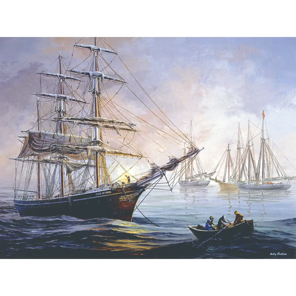 Decorative tile with Ships-Nobility At Bay-Tile Mural