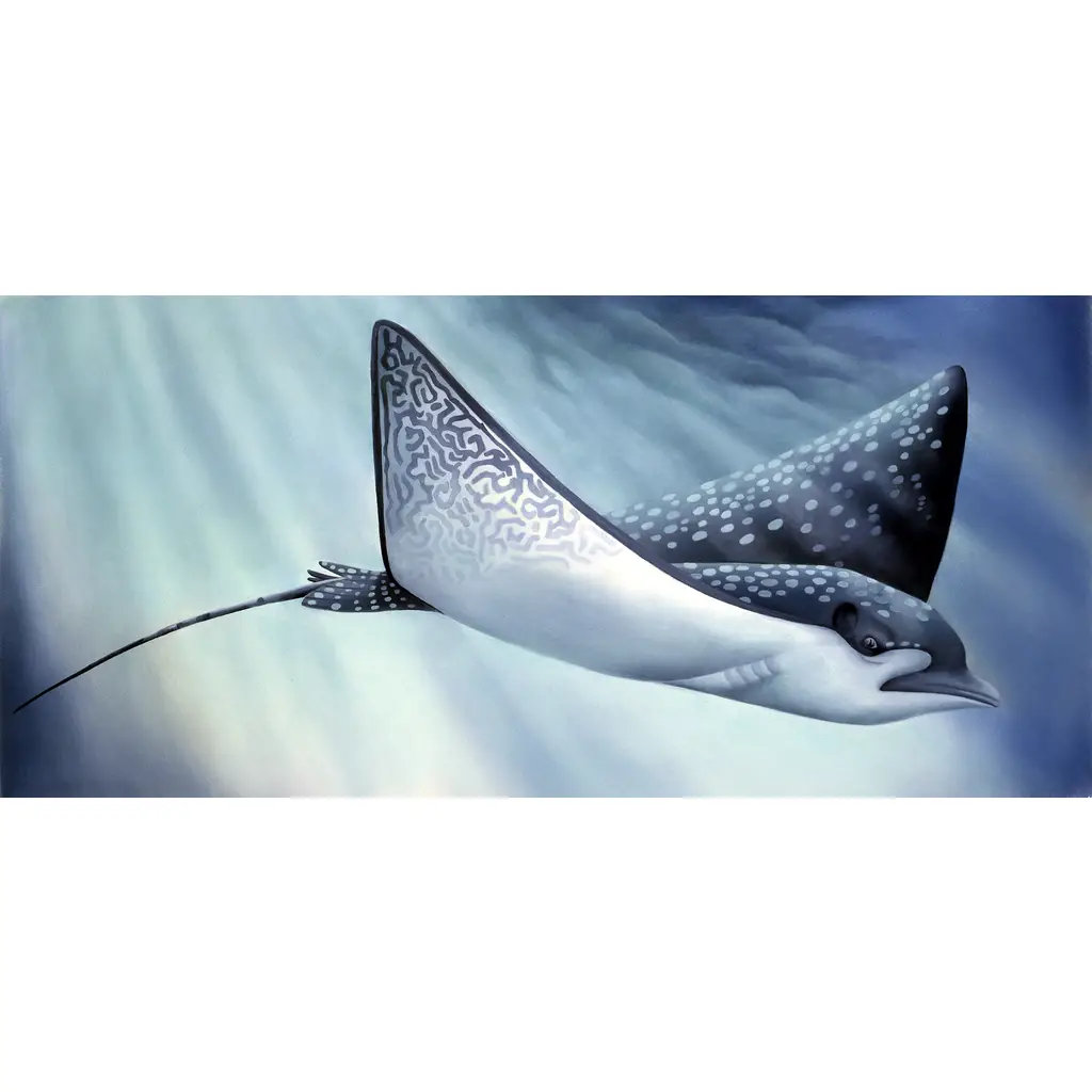 Sea Turtles/Rays on tile-Leopard Ray-Tile Mural