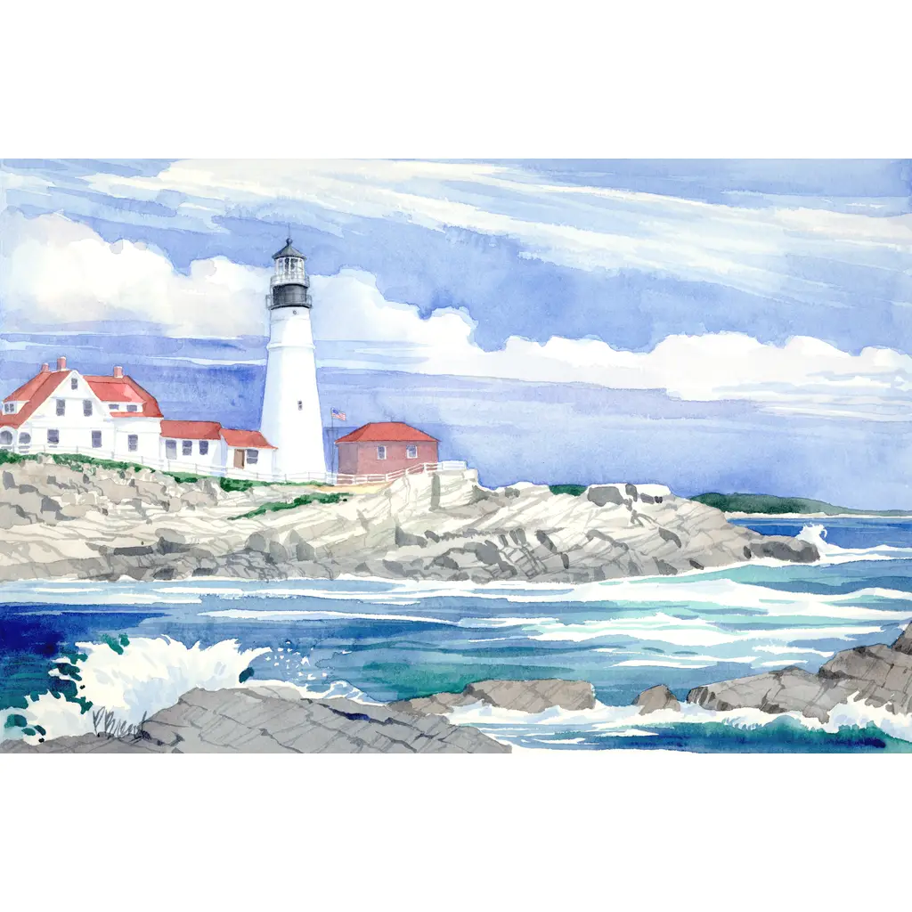Tile art with lighthouses-Portland Head Lighthouse-Tile Mural