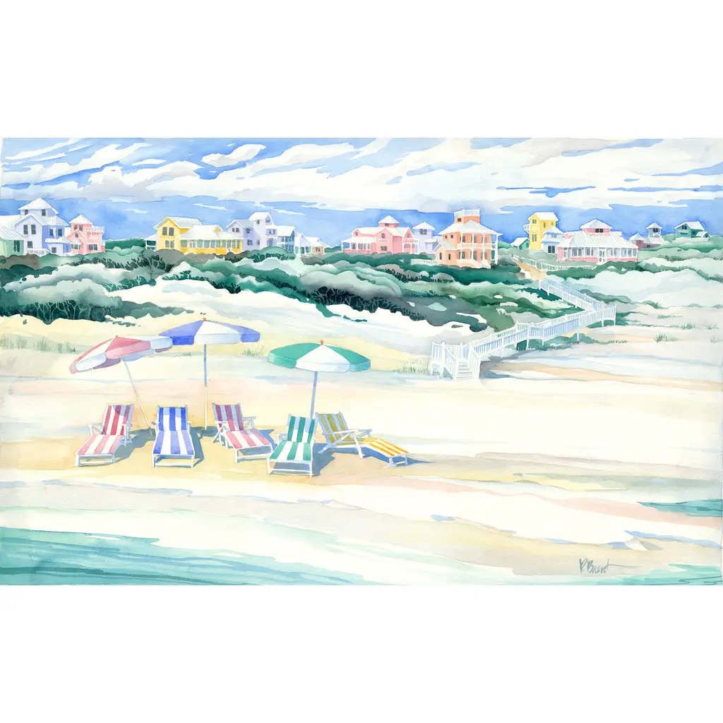 Beach scene tiles - Seaside Shade - Tile Mural