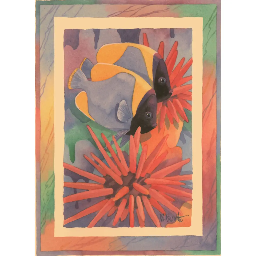 Saltwater fish art-Sea Urchin Reef Antique-Tile Mural