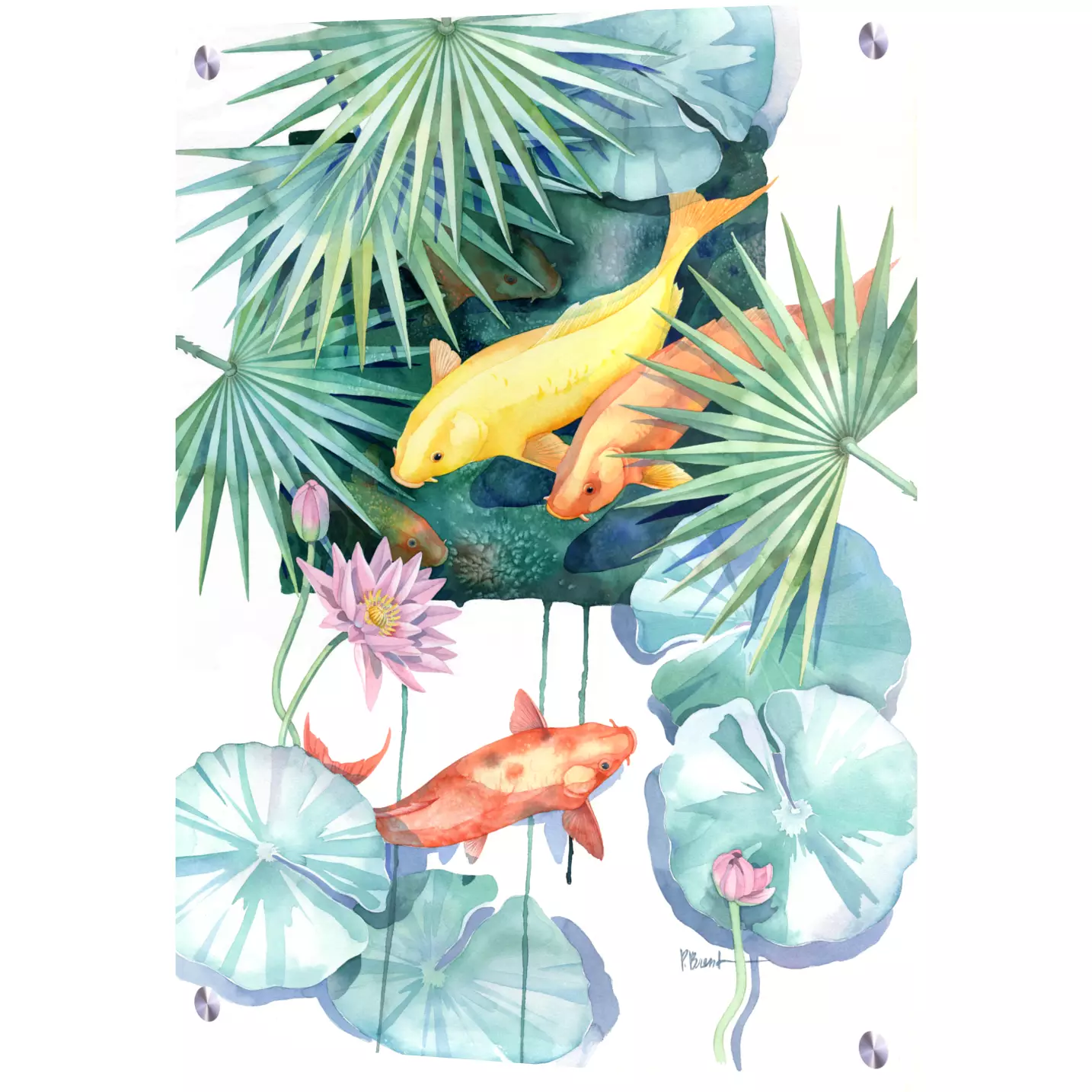 Fresh Water Fish tile art-Tropical Pool 2-Art Glass Backsplash