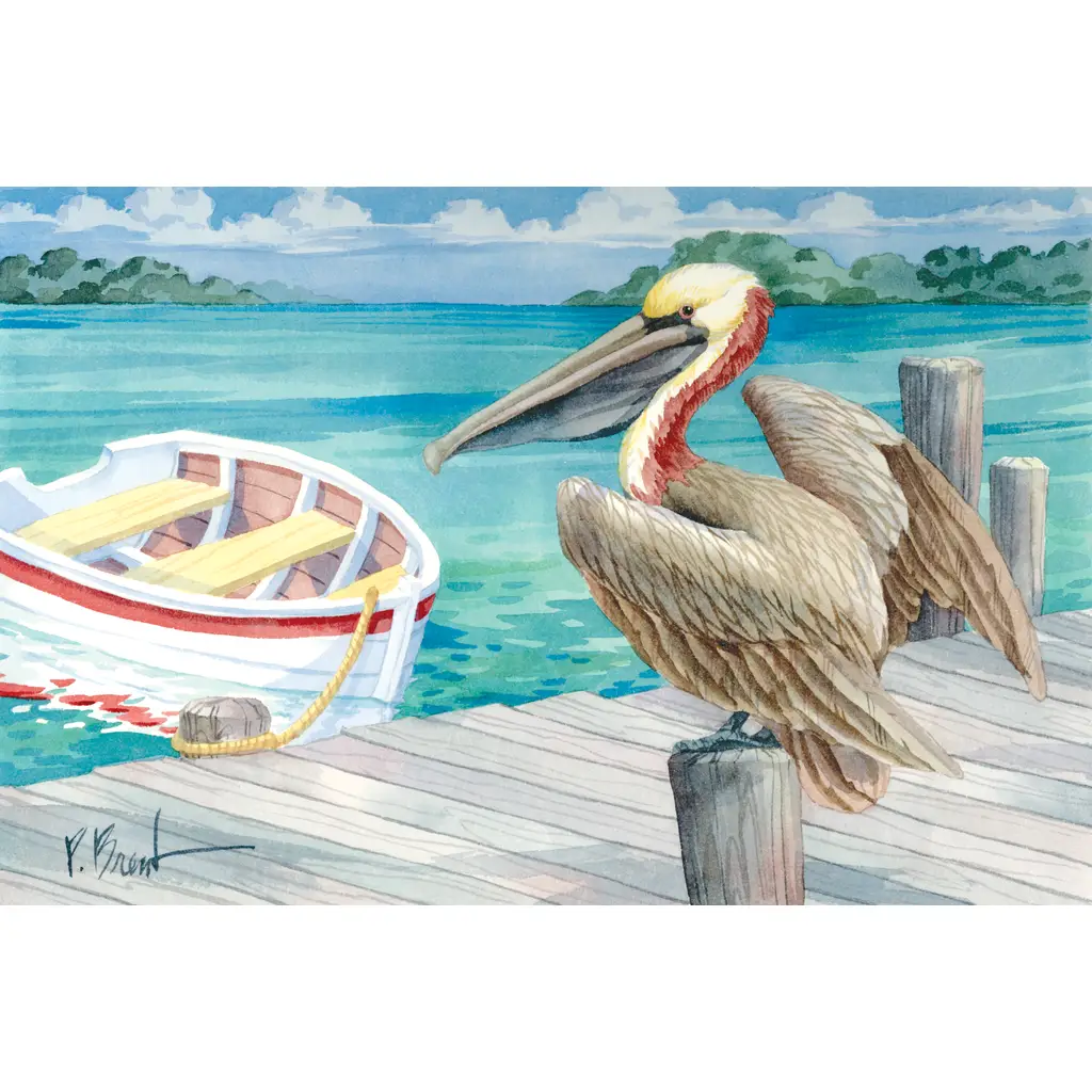 Decorative tile with waterfowl-Pelican Dory-Tile Mural
