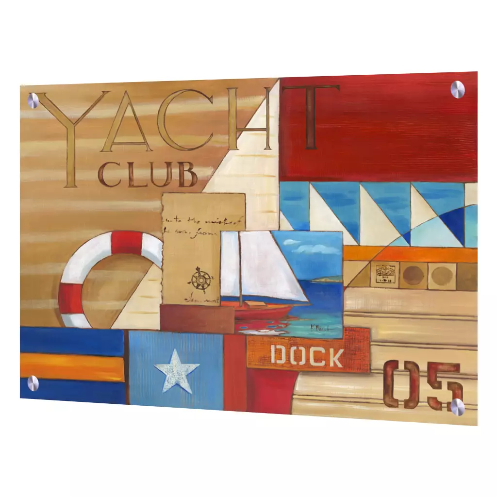 Decorative tile with Ships-Portofino Collage I-Art Glass Backsplash