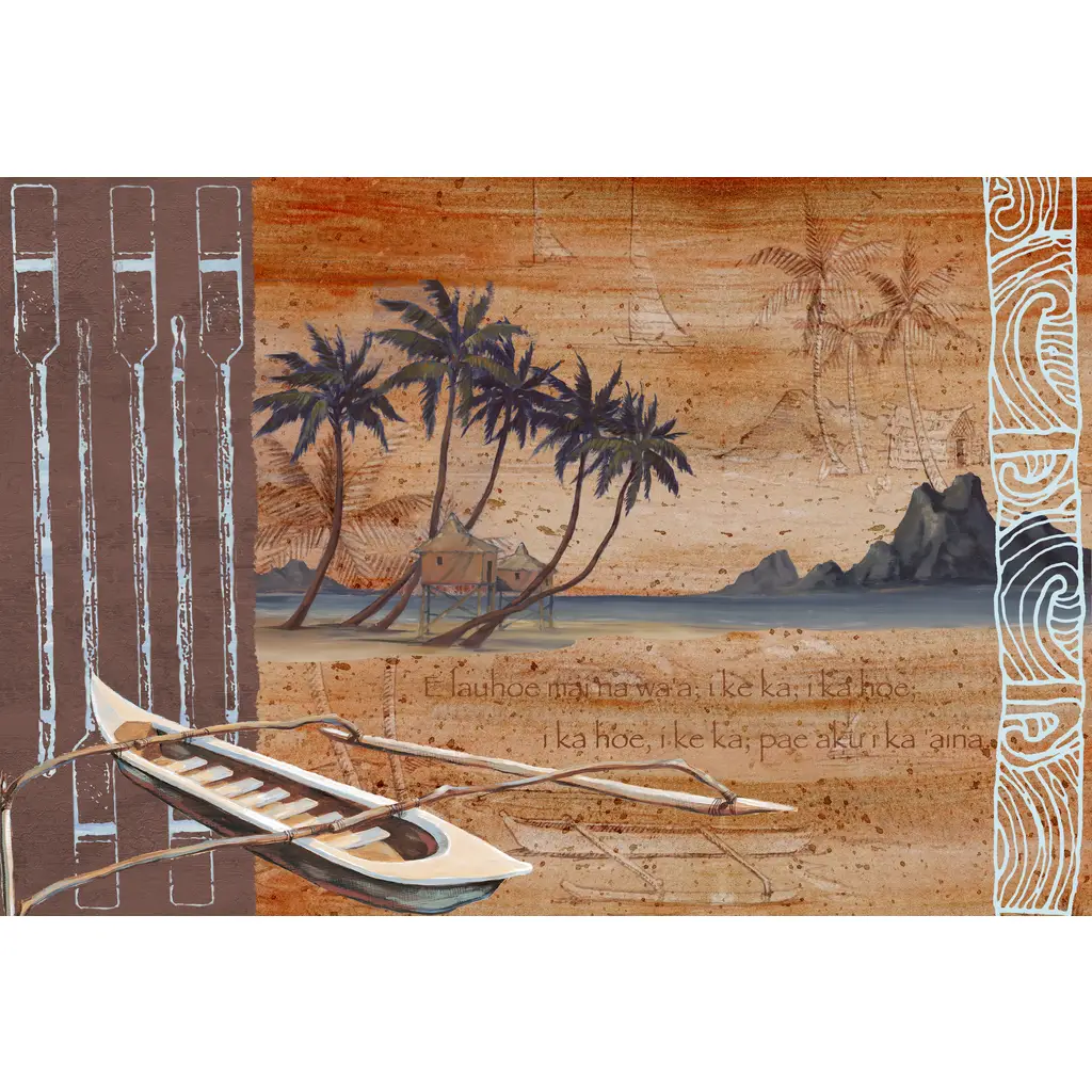 Beach scene tiles - E Lauhoe Paddle - Tile Mural