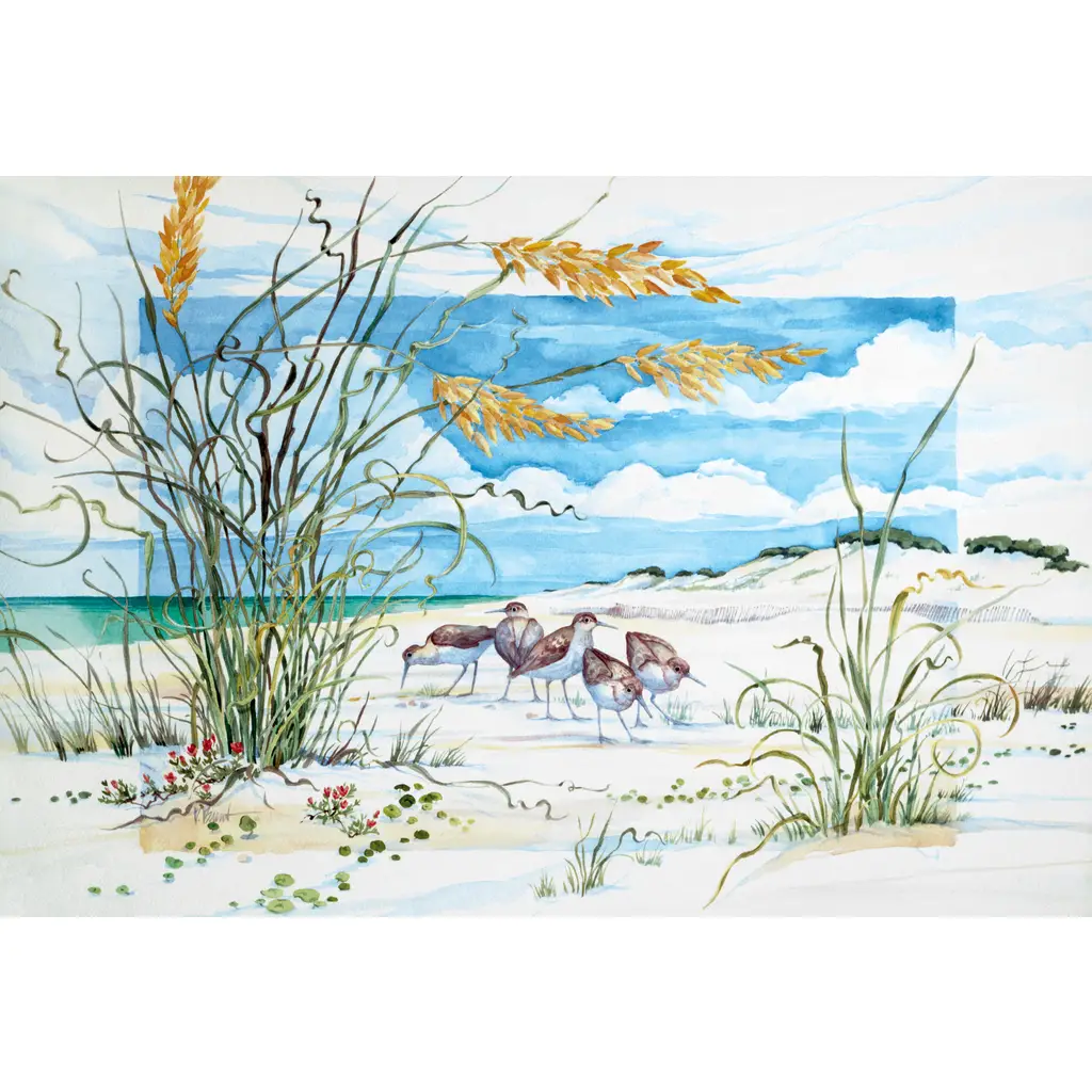 Decorative tile with waterfowl-Sandpiper Dunes-Tile Mural