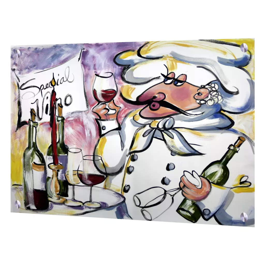 Decorative glass tiles with chefs-Wine Chef-Art Glass Backsplash