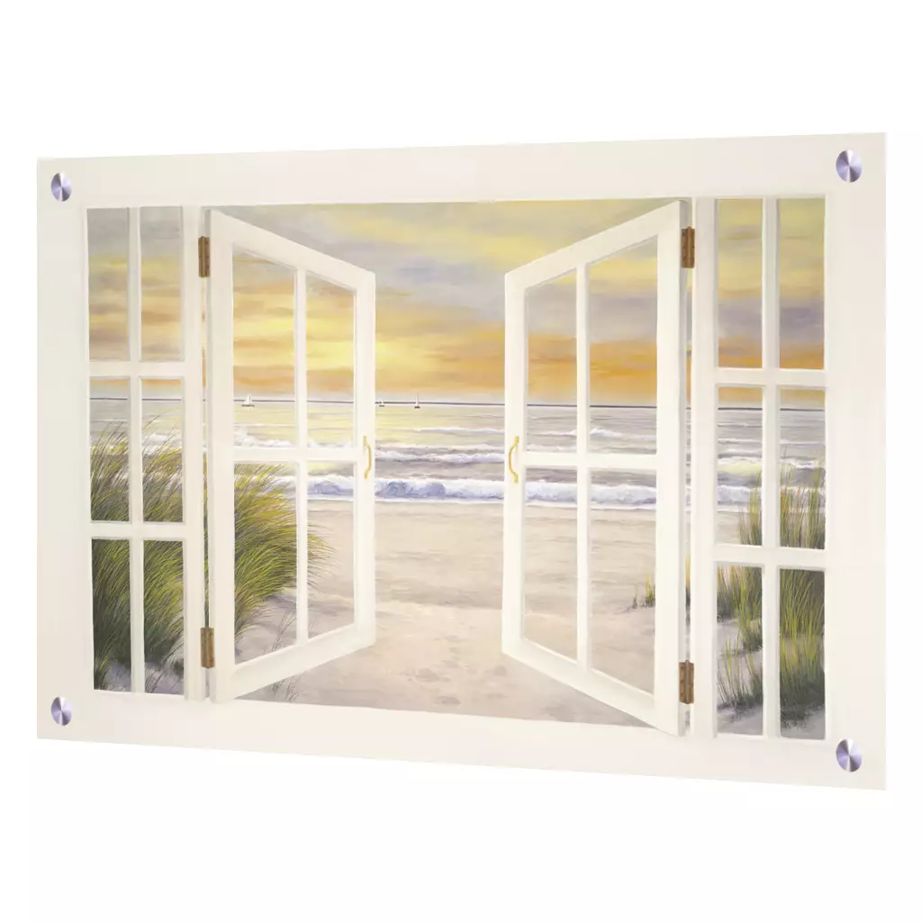 Beach scene glass tiles-Sunset Beach-Art Glass Backsplash