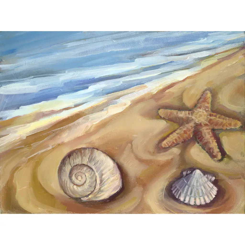 Decorative shells on tile - Shells in the Sand - Tile Mural
