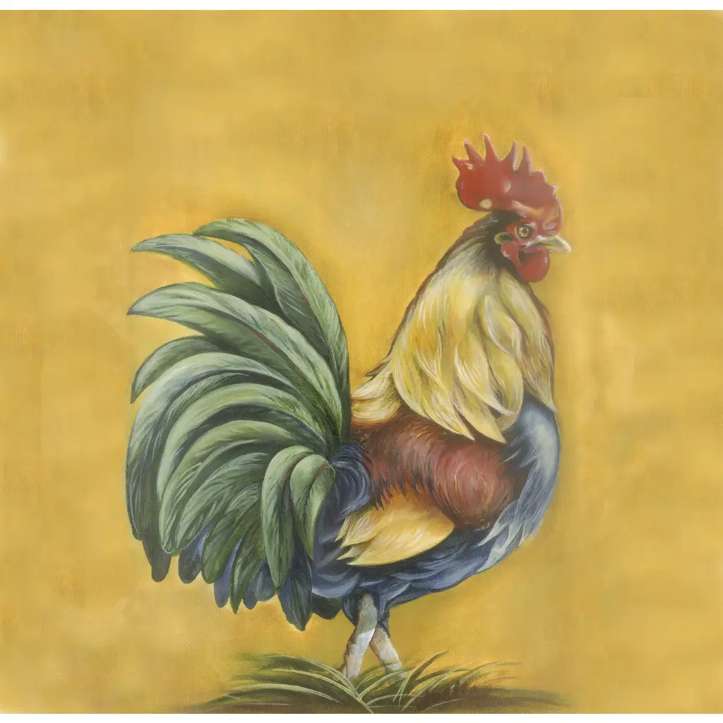 Decorative tile with Roosters-Rooster 3-Tile Mural