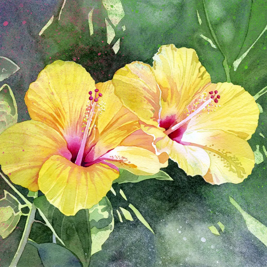 Tiles with tropical plants-Hibiscus-Tile Mural