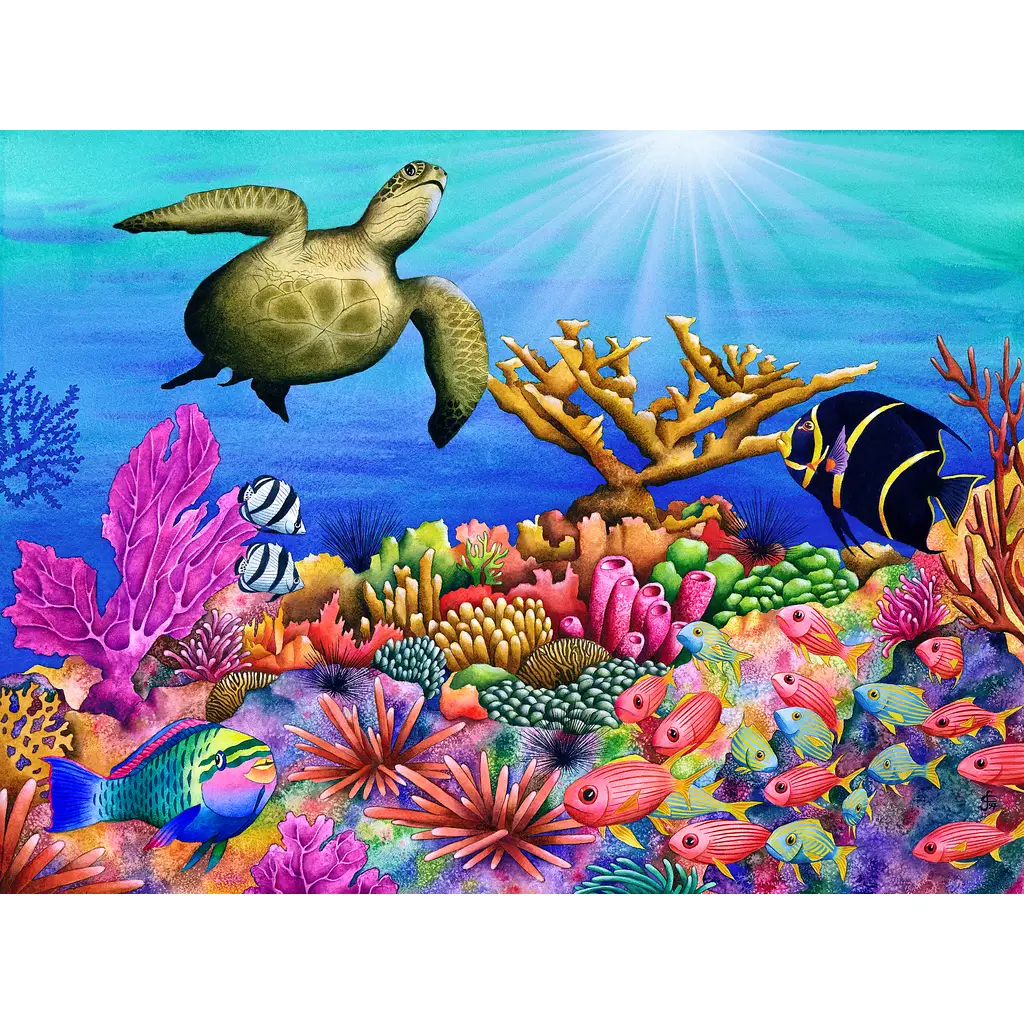 Sea Turtles/Rays on tile-Reef Revelers-Tile Mural