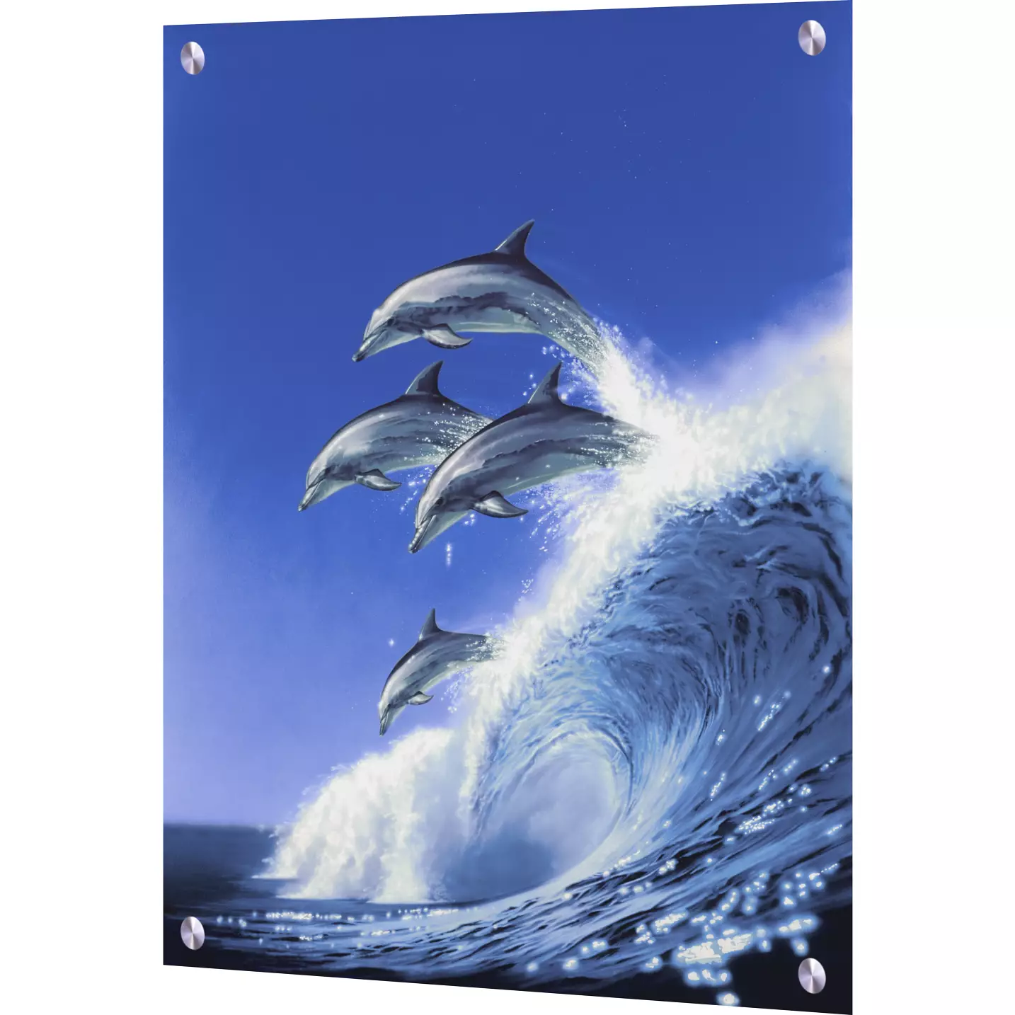 Dolphin and Whale art-Out of the Blue-Art Glass Backsplash