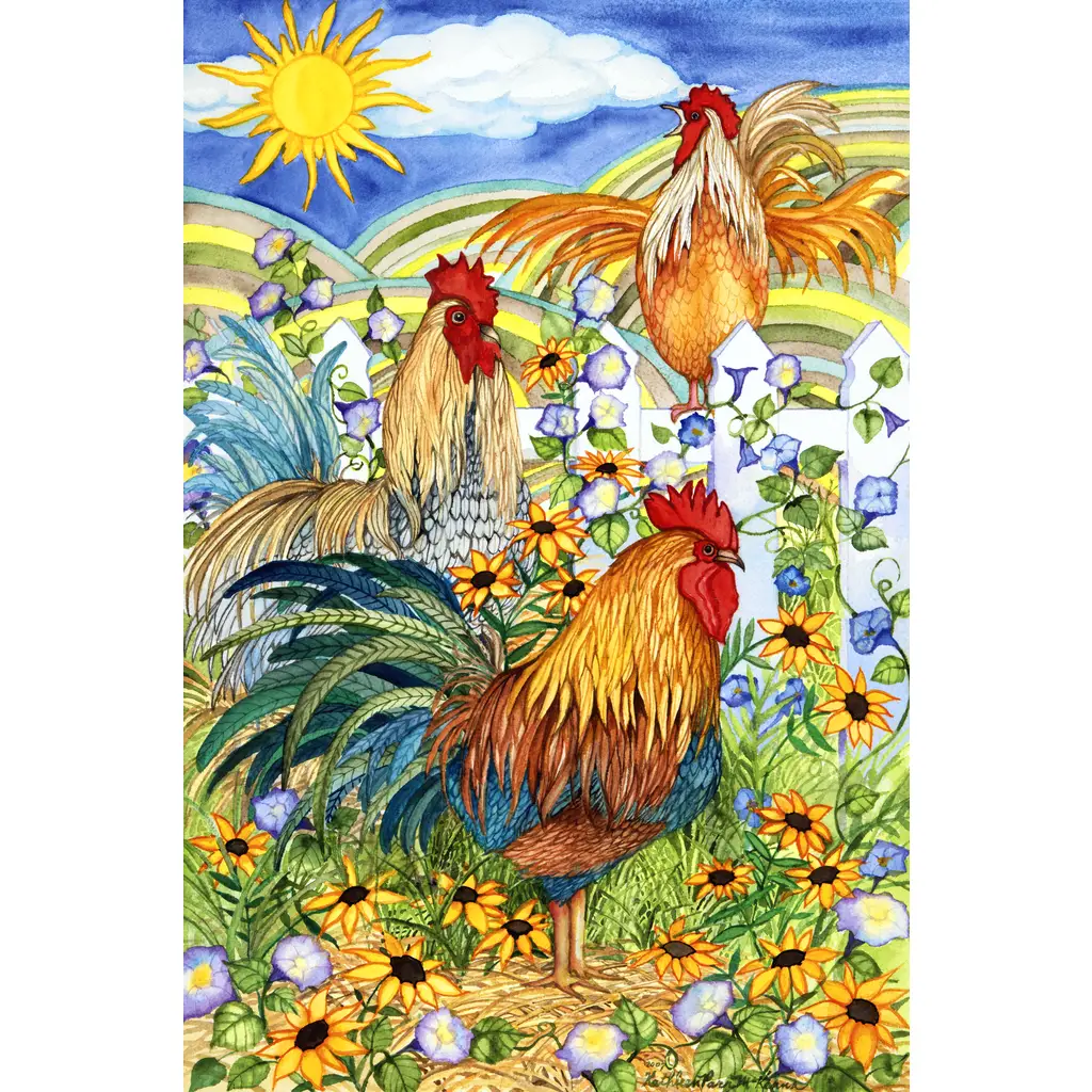 Decorative tile with Roosters-Good Morning-Tile Mural