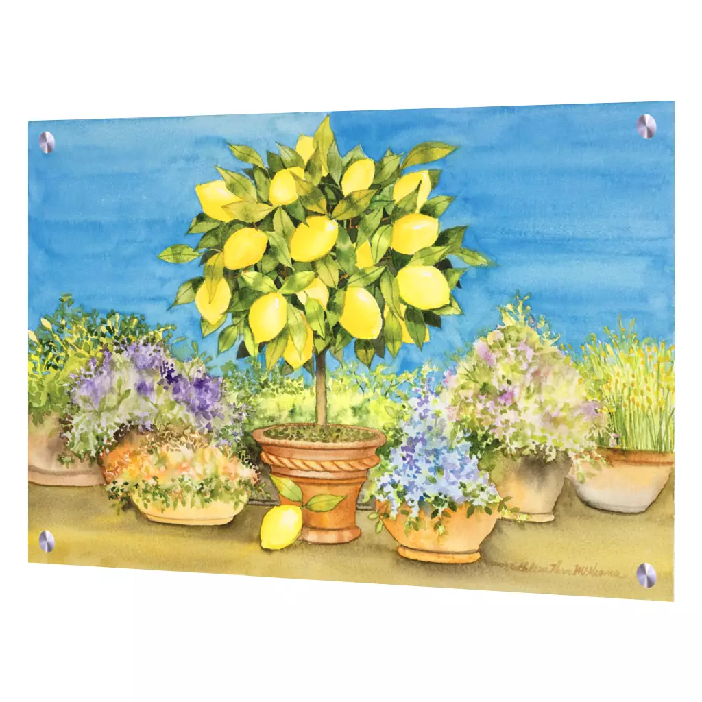 Art with Pots/Vases-Lemon Tree-Art Glass Backsplash