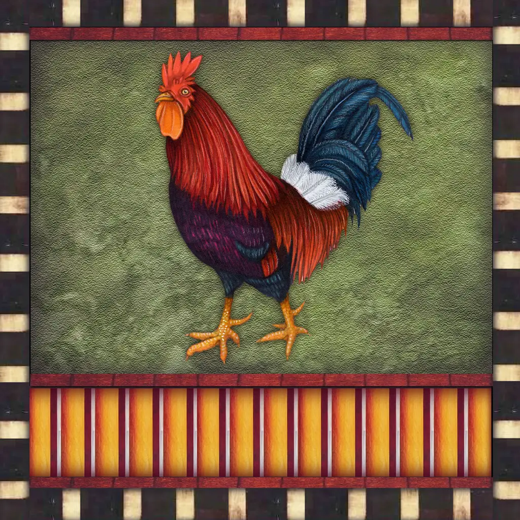 Decorative tile with Roosters-Fancy Rooster 2-Tile Mural