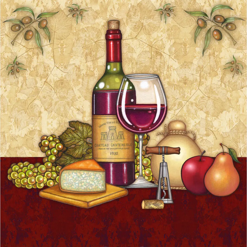 Decorative Wine tile-Vino and Cheese 1-Tile Mural