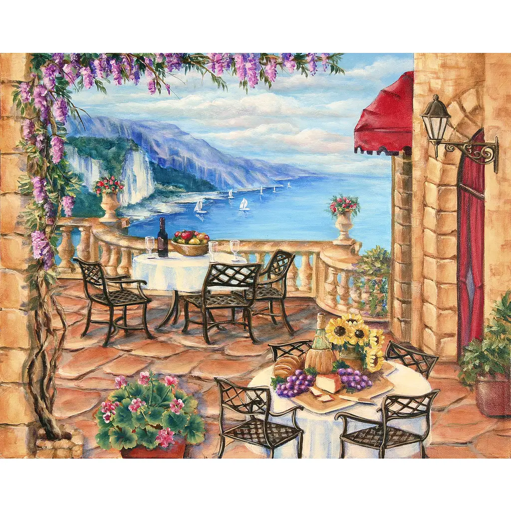 Decorative tile with waterviews-Afternoon Lunch-Tile Mural