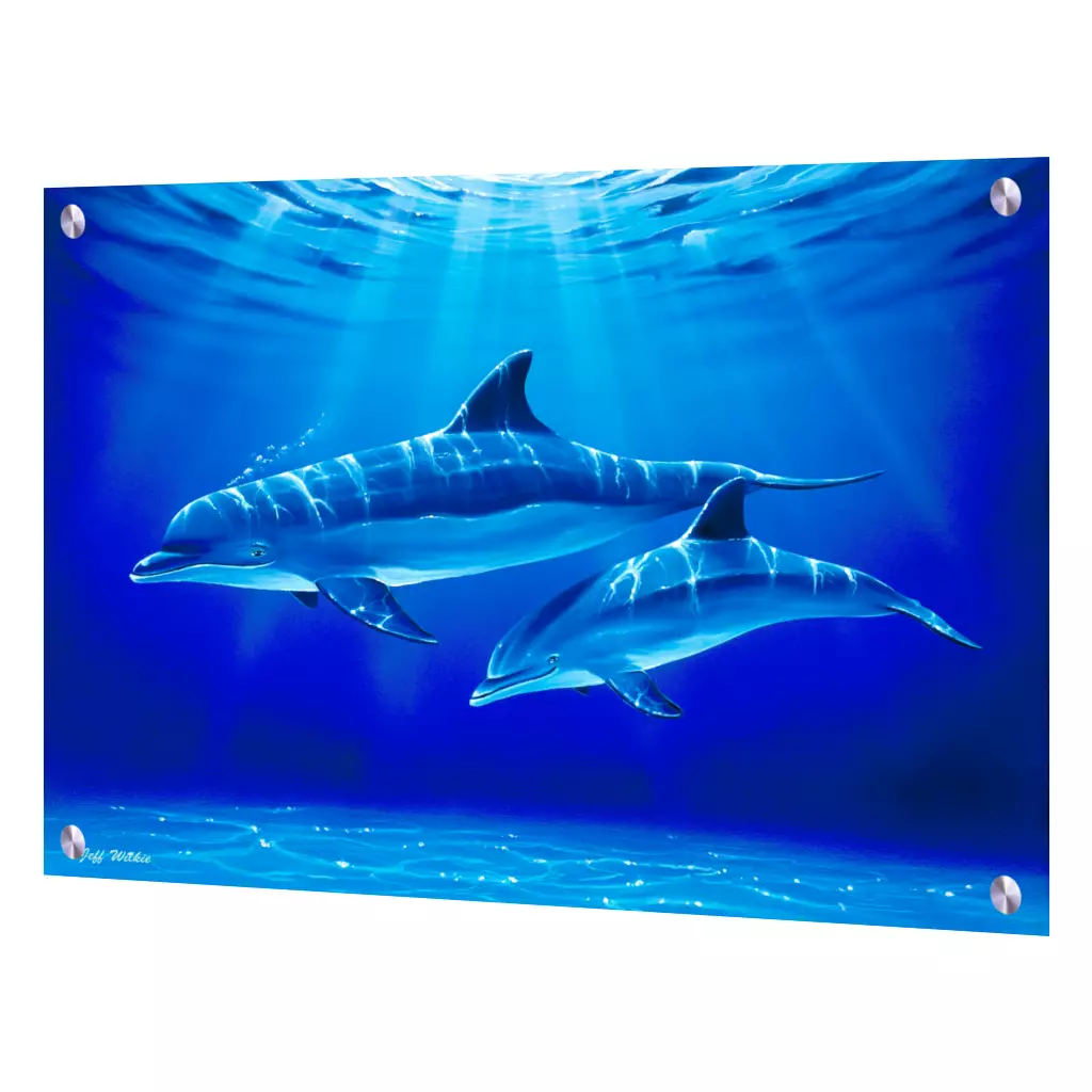 Dolphin and Whale art-Dolphin Dive-Art Glass Backsplash