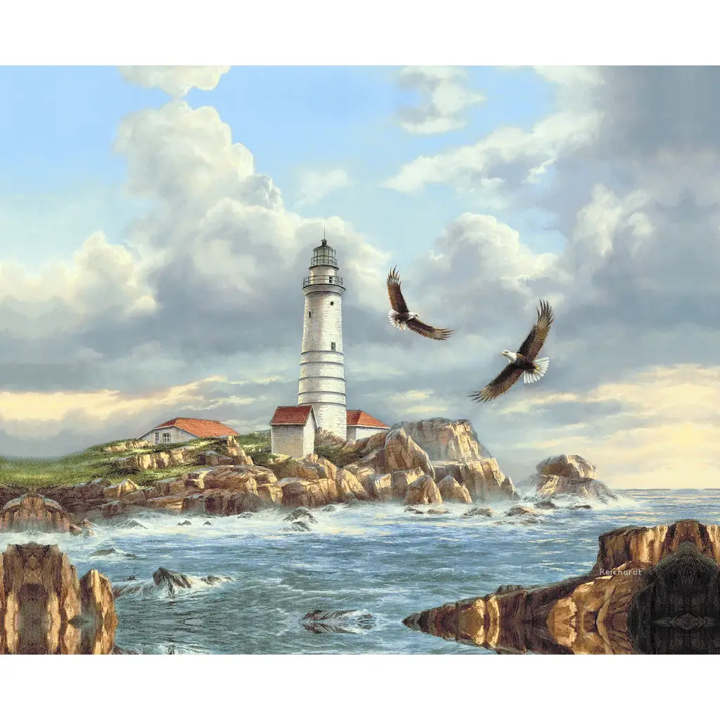 Tile art with lighthouses-Boston Lighthouse-Tile Mural