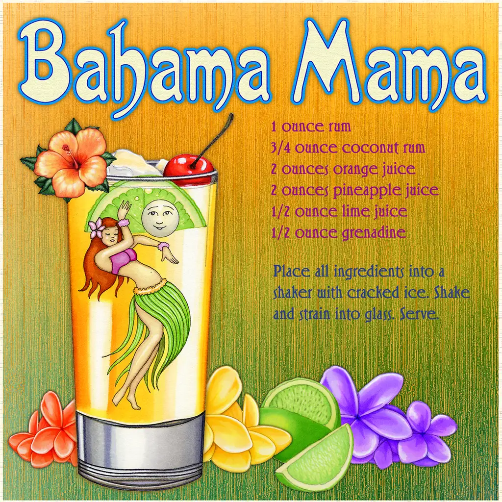 Kitchen backsplash ideas-Drink Recipe-Bahama Mama-Tile Mural
