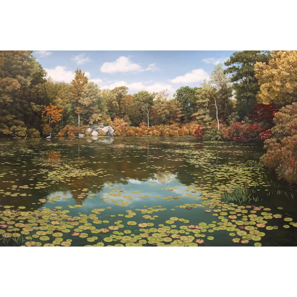 Decorative tile with waterviews-Autumn Pond-Tile Mural