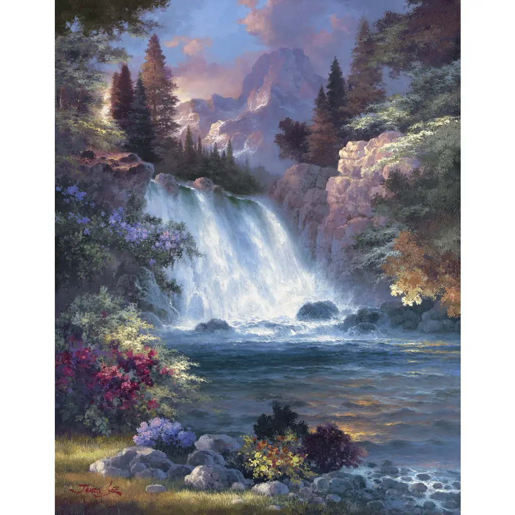 Decorative tile with waterviews-Sunrise Falls-Tile Mural