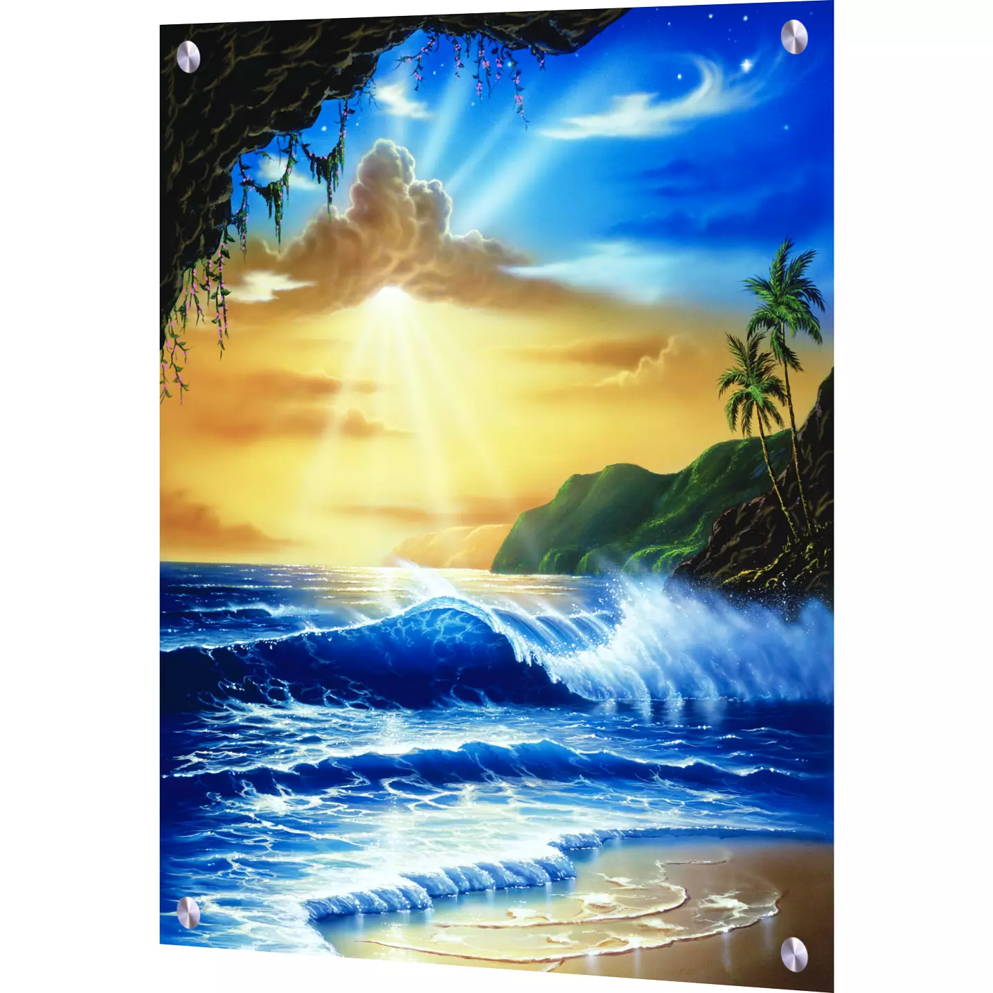 Beach scene glass tiles-Ocean Paradise-Art Glass Backsplash