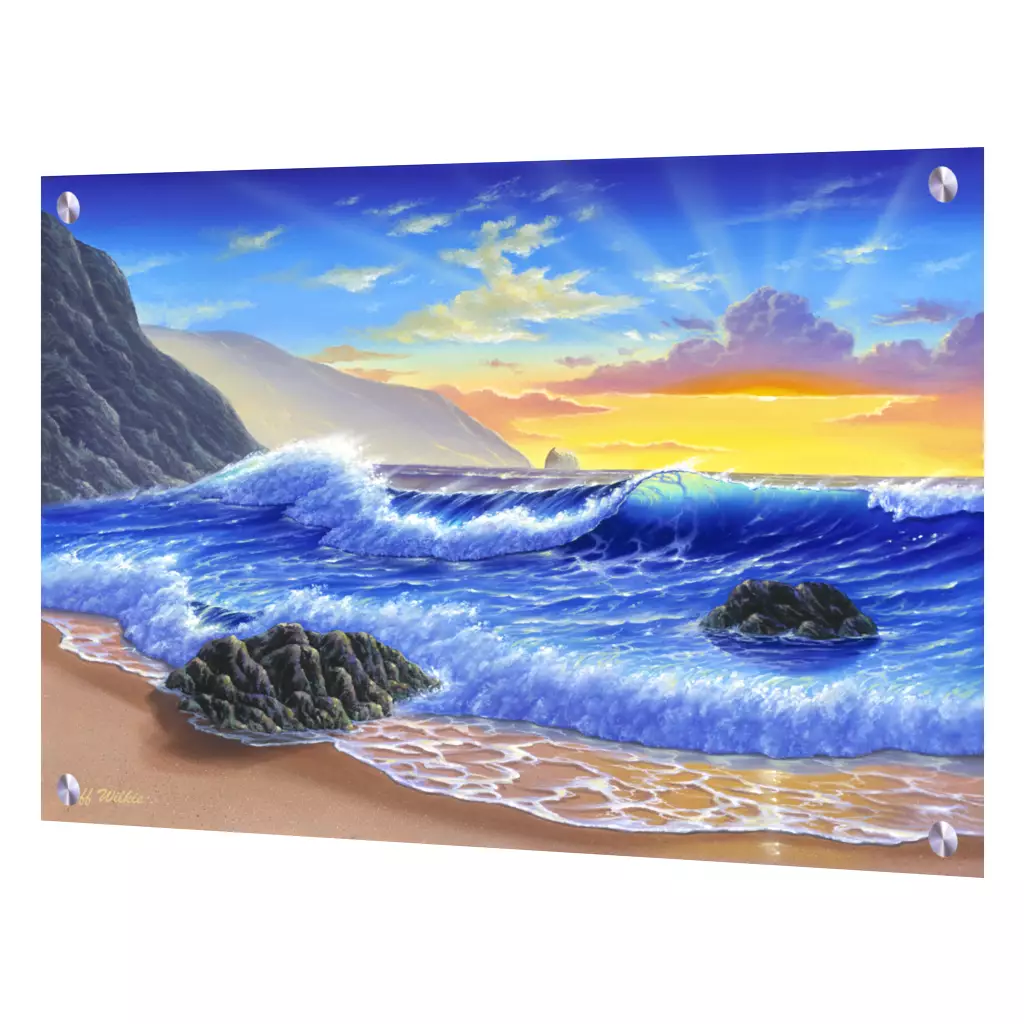 Beach scene glass tiles-Sunset Break-Art Glass Backsplash