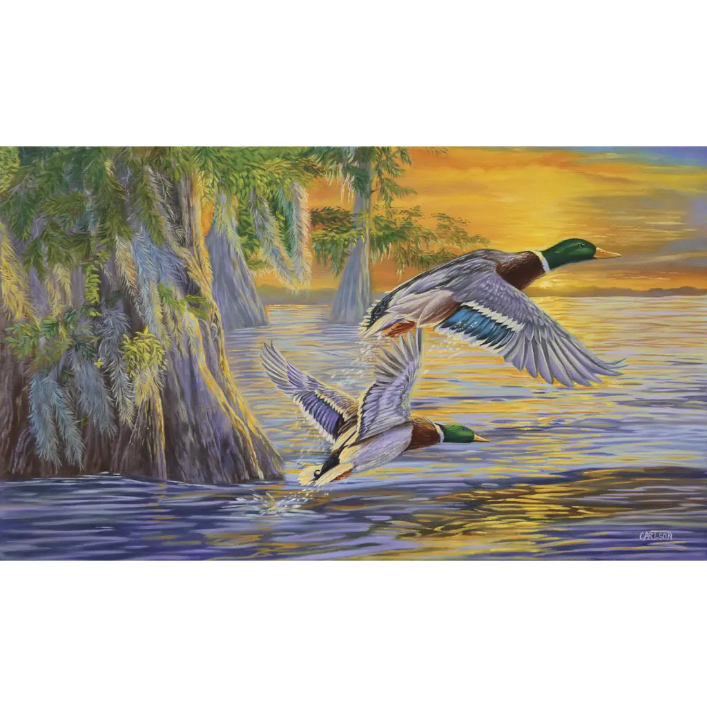 Decorative tile with waterfowl-Bayou Sunset-Tile Mural