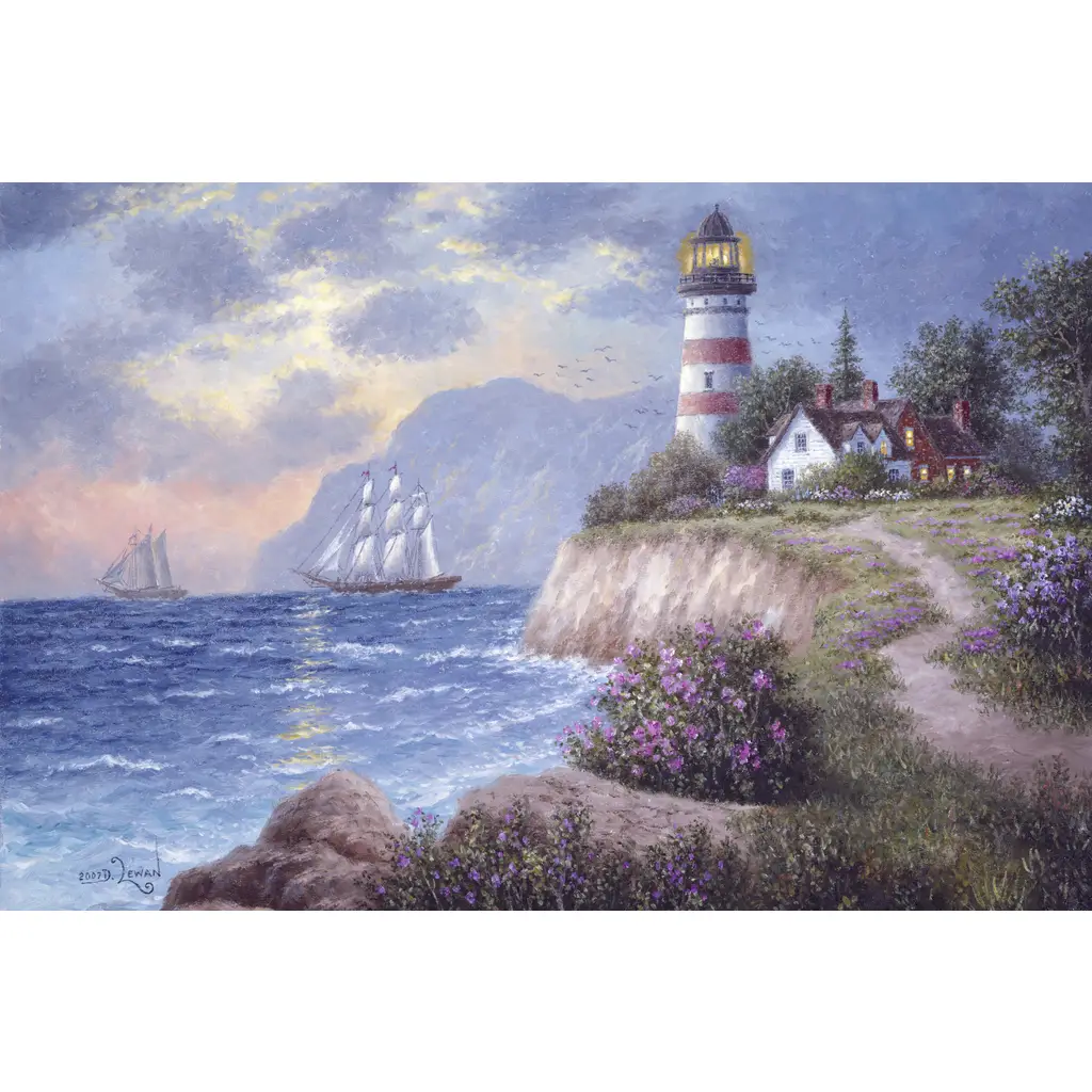 Tile art with lighthouses-White Cliff Bay-Tile Mural