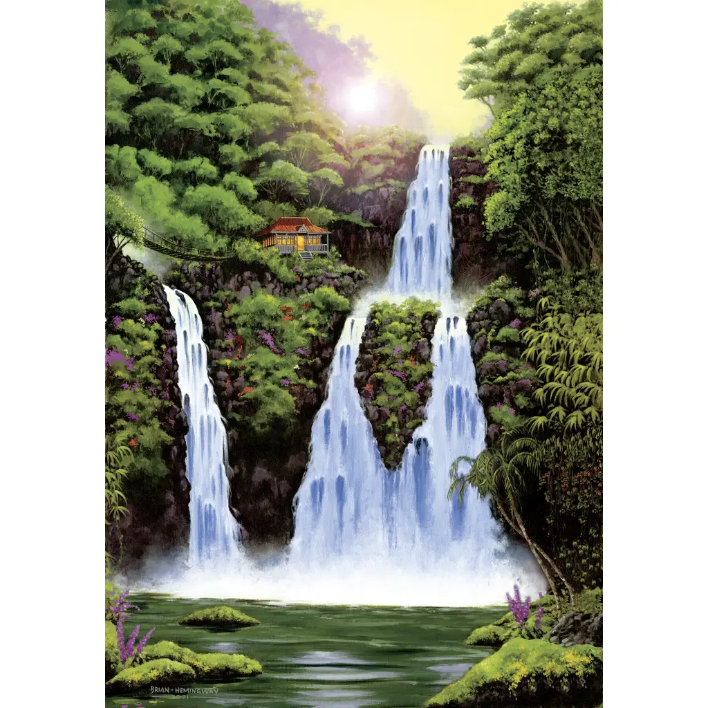Woodland scene art on tile-Hideaway Falls-Tile Mural