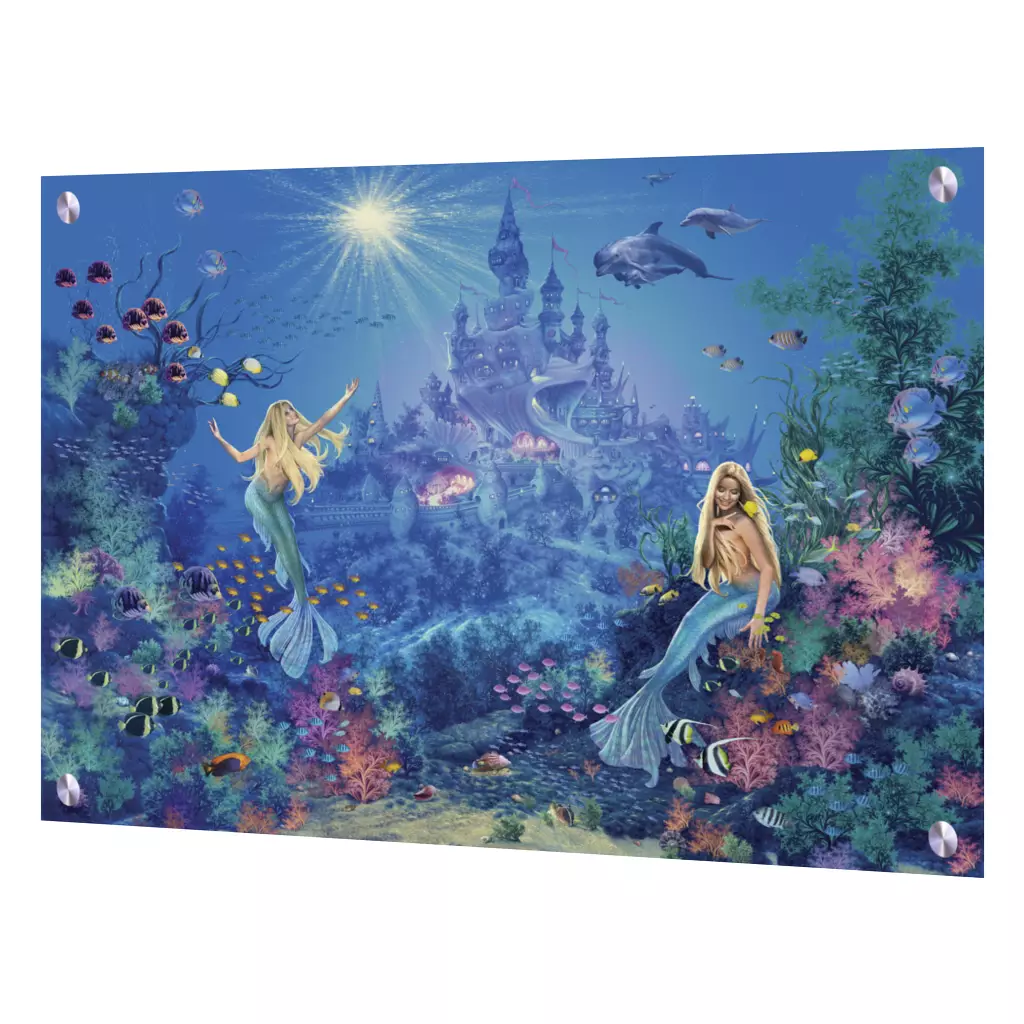 Mermaids/Manatees on tile-Home Coming-Art Glass Backsplash