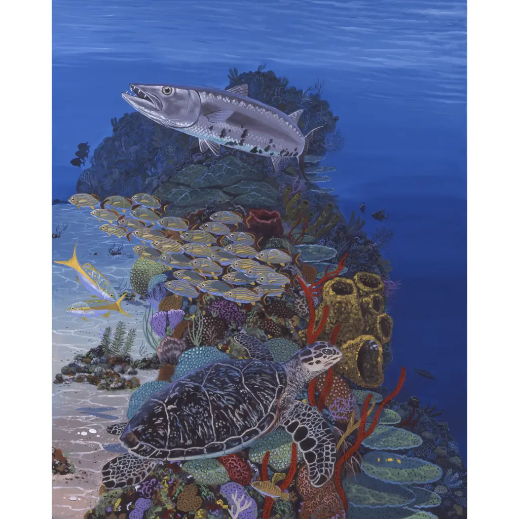 Sea Turtles/Rays on tile-Reef Series-Tile Mural