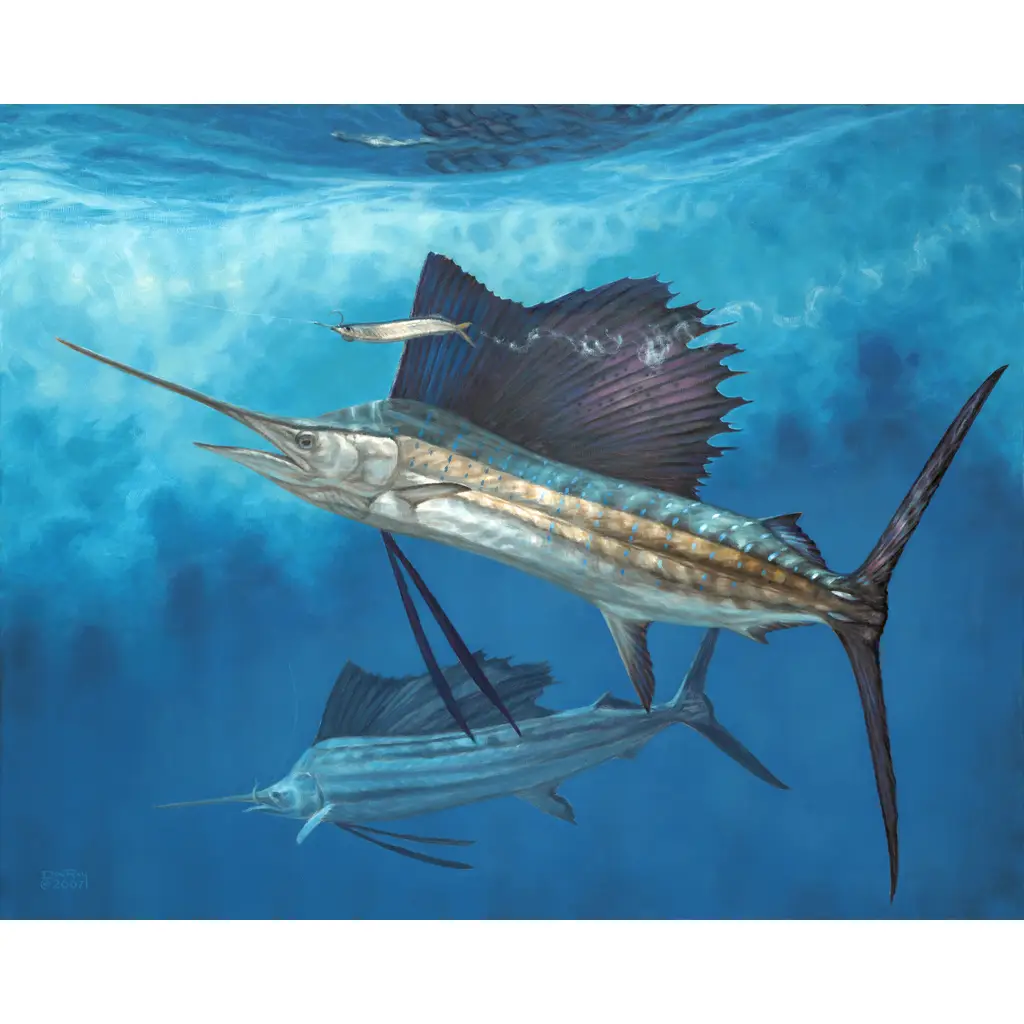Saltwater fish art-Circling The Bait-Tile Mural