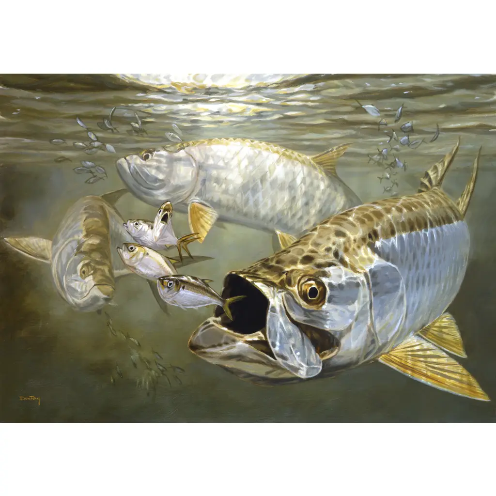 Saltwater fish art-Tarpon and Mehhaden-Tile Mural