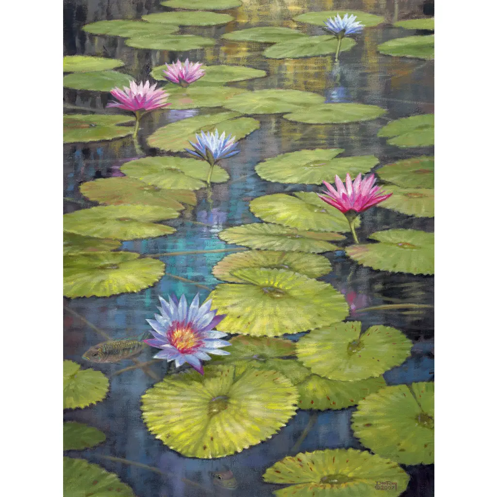 Decorative tiles with frogs-Morning Tropical Pond-Tile Mural