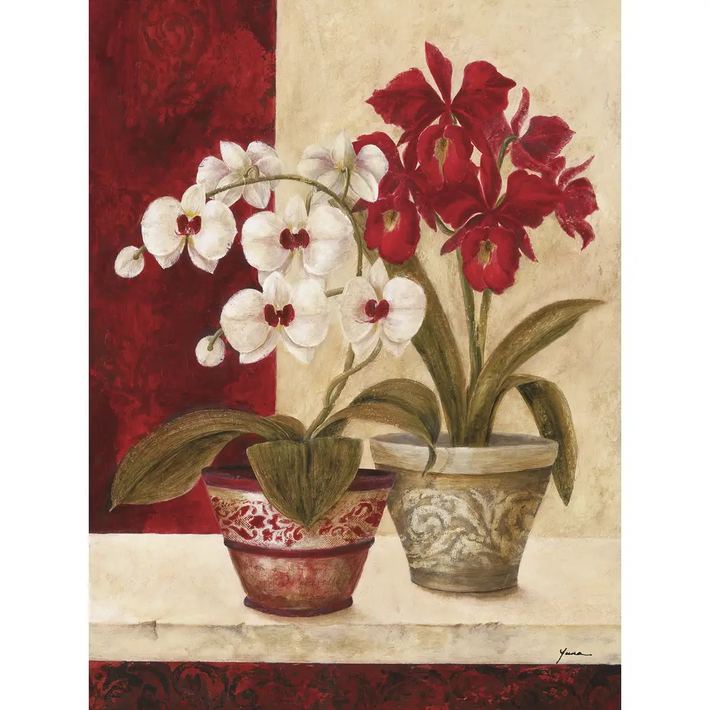 Art with Pots/Vases-Japanese Orchid-Tile Mural