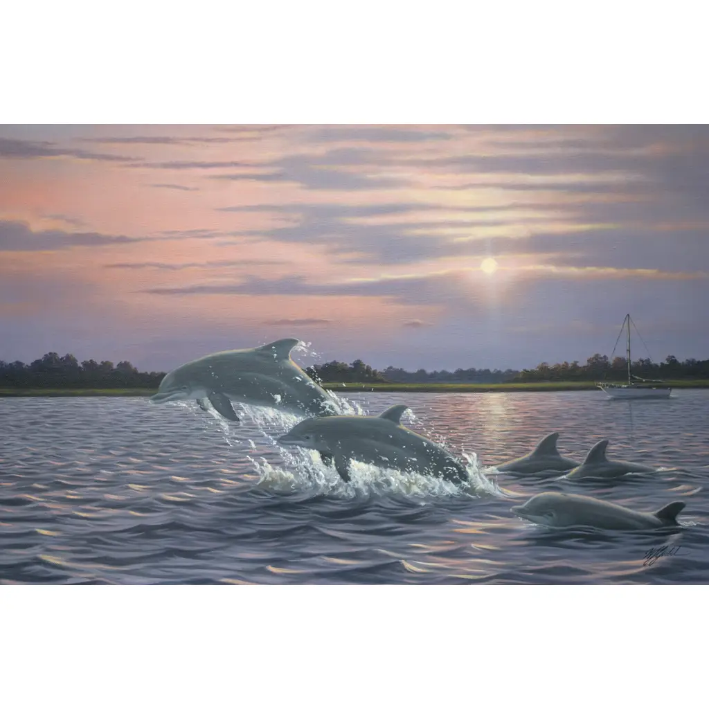 Dolphin and Whale art-Dolphins-Tile Mural