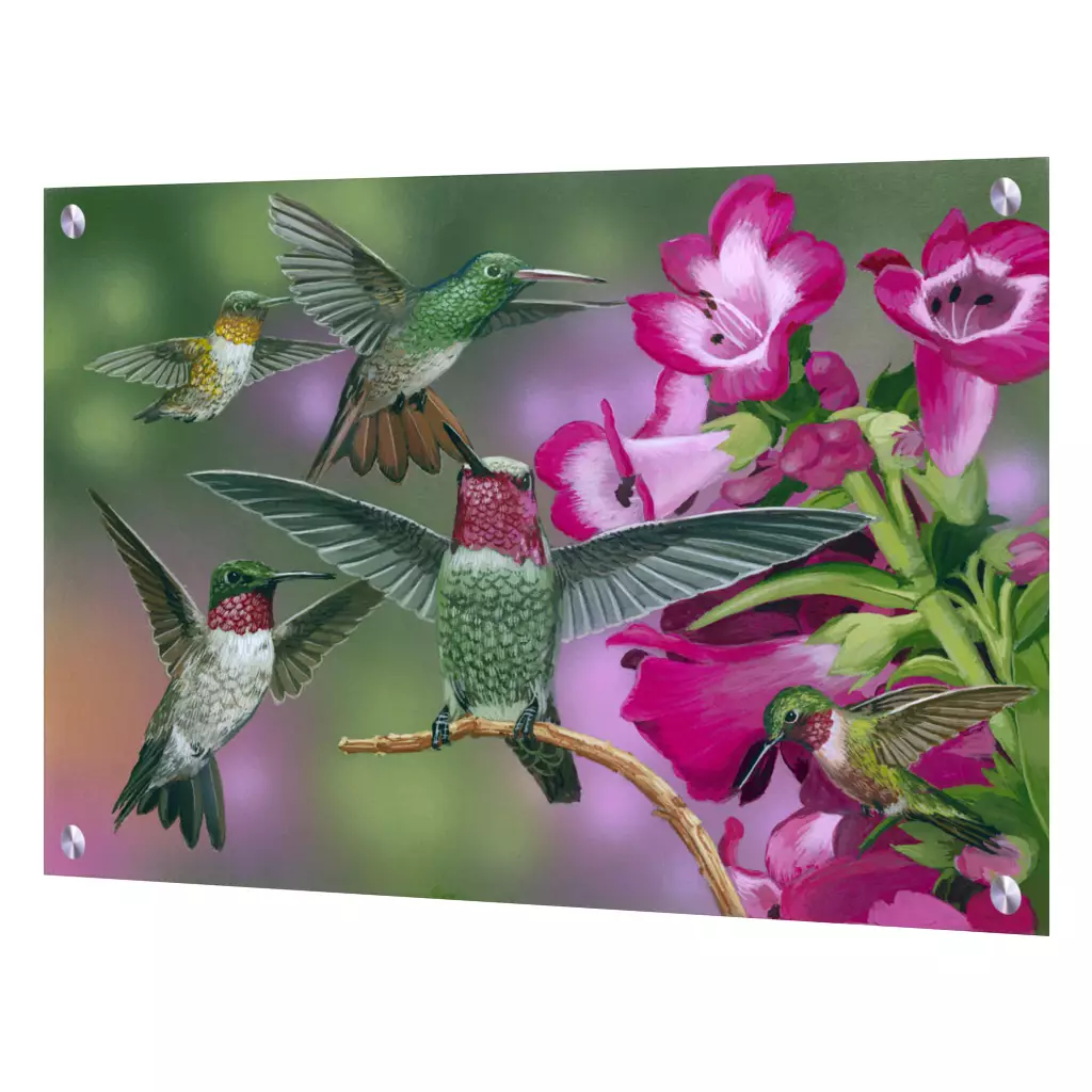 Hummingbird art for glass tiles-Up and Away-Art Glass Backsplash