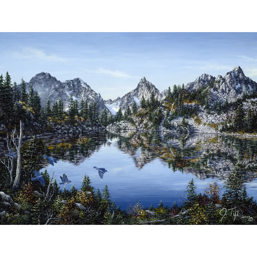 Woodland scene art on tile-Gem Lake-Tile Mural
