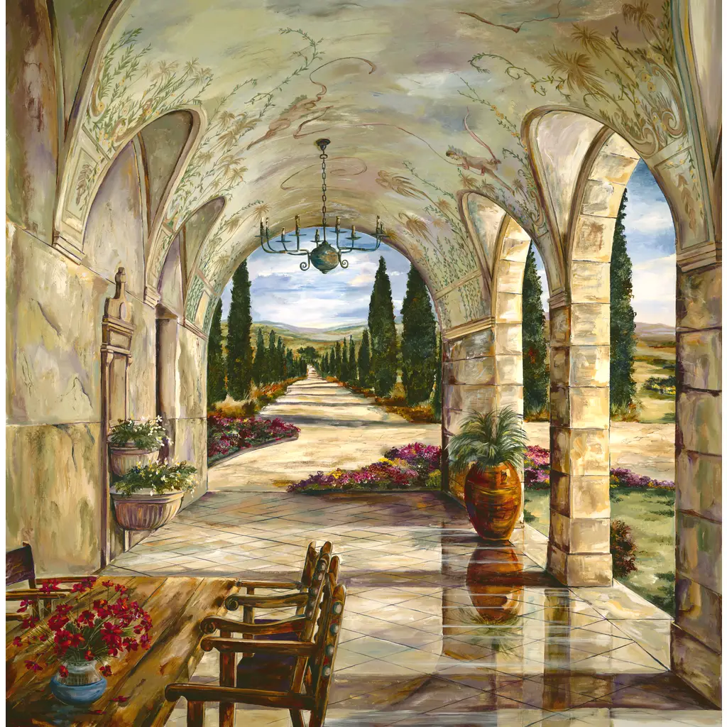 Garden scene tile art-Cypress Lane-Tile Mural