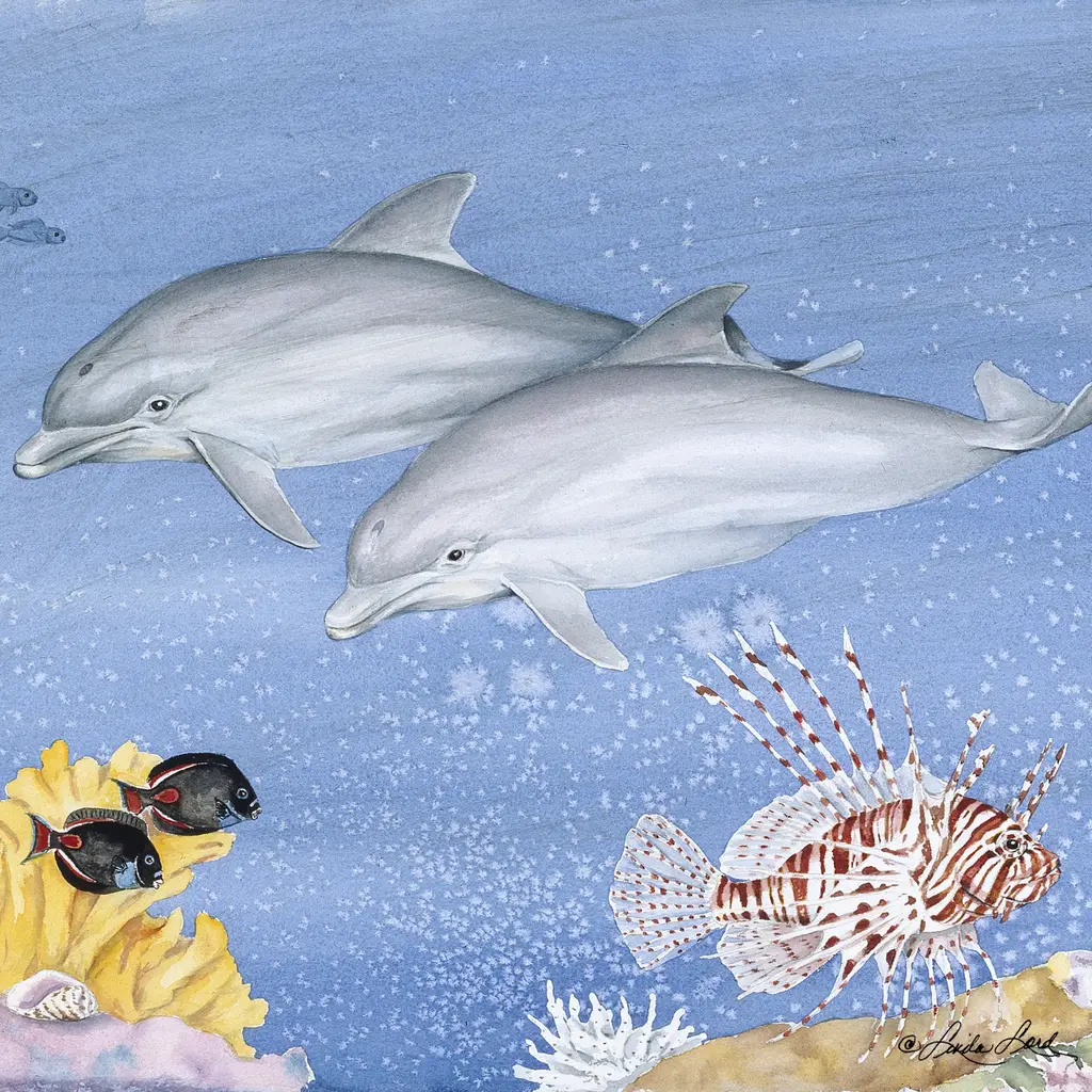 Dolphin and Whale art-Dolphins-Tile Mural