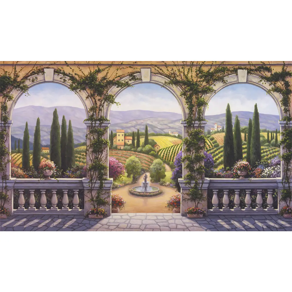 Garden scene tile art-Tuscan Villa-Tile Mural