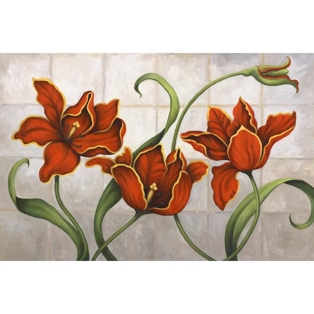 Flowers on tile-Parrot Tulips-Tile Mural