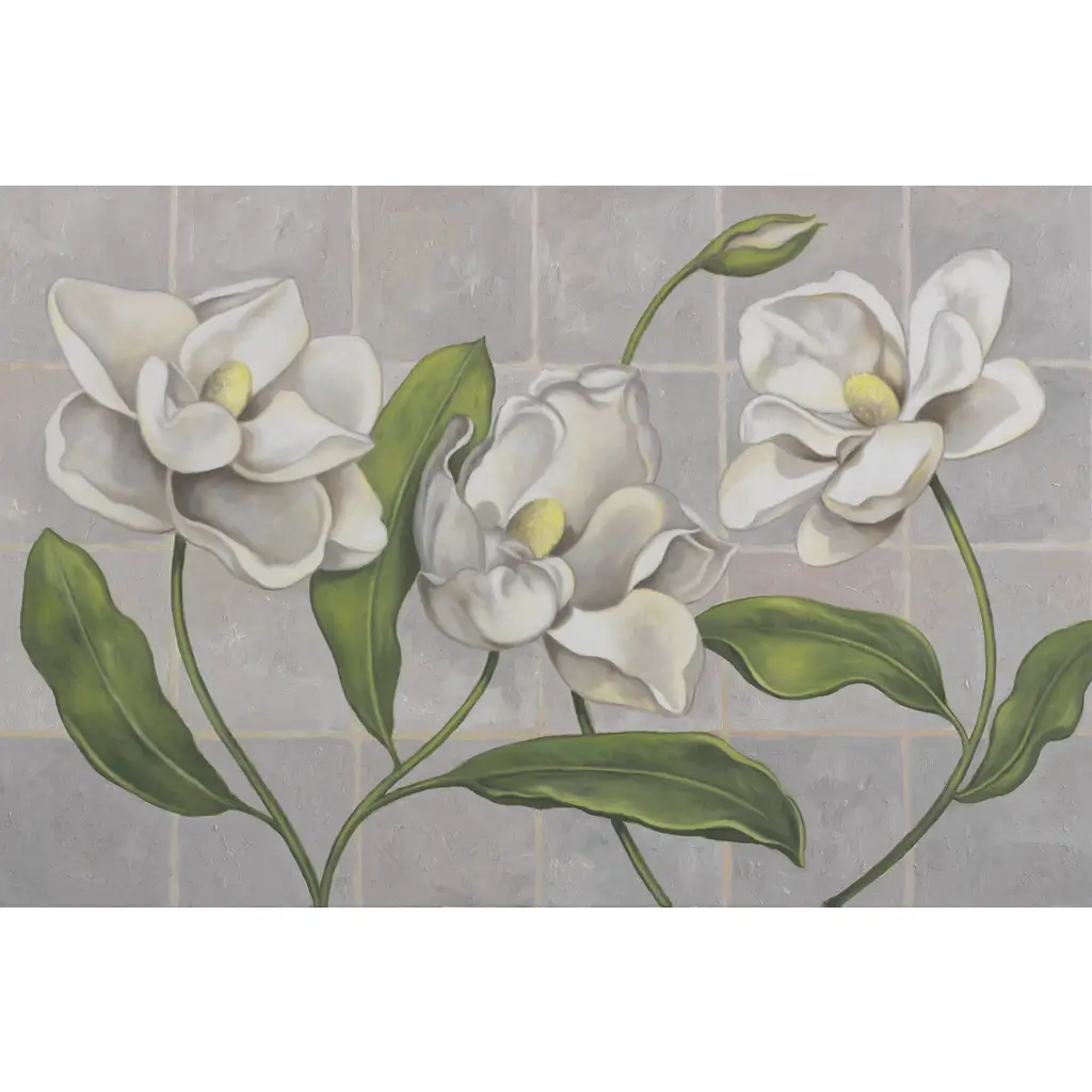 Flowers on tile-White Magnolia-Tile Mural