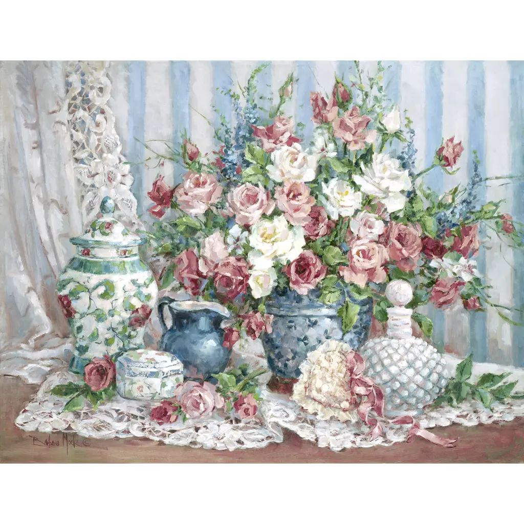 Art with Pots/Vases-Roses and Romance-Tile Mural