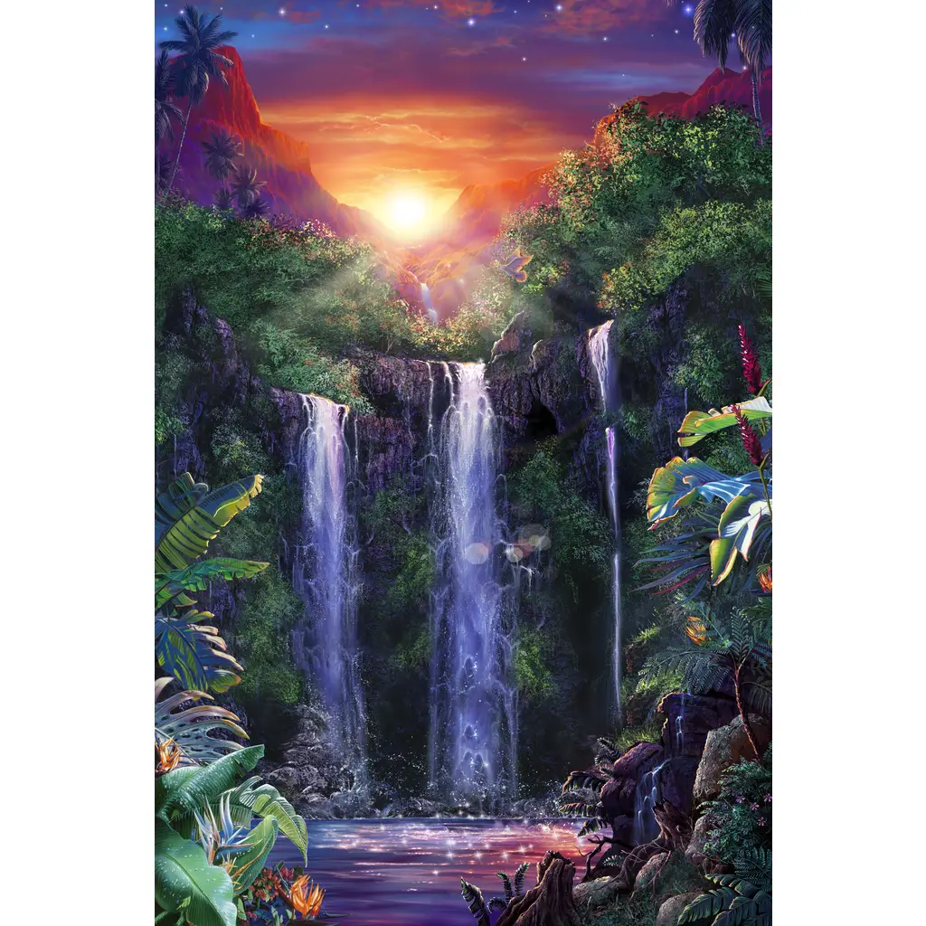 Woodland scene art on tile-Crystal Falls II-Tile Mural