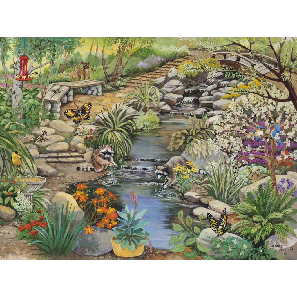 Woodland scene art on tile-Creekside Path-Tile Mural
